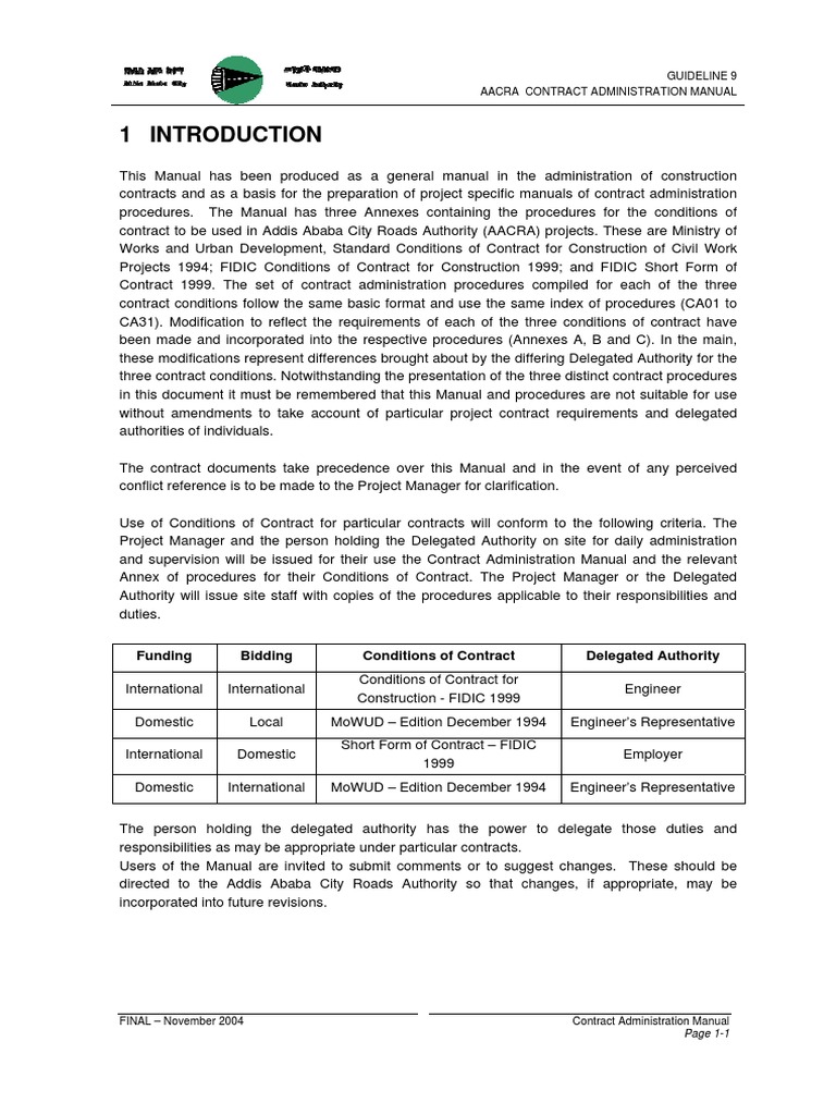 Contract Administration Manual (AACRA Manual) | PDF | Specification ...