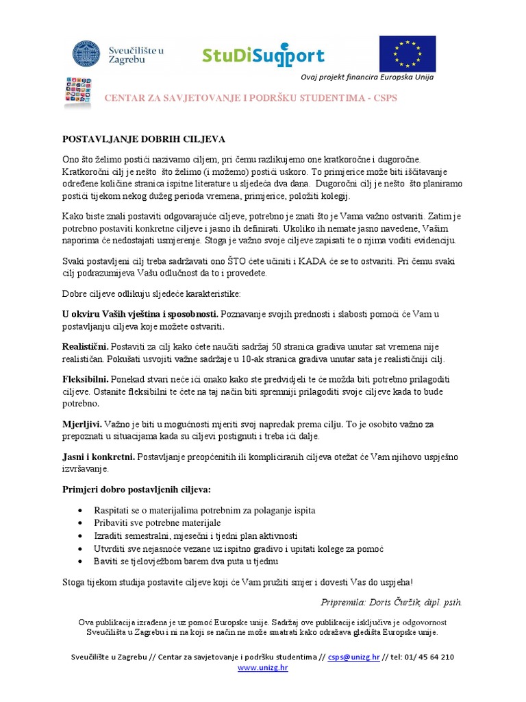 Postavljanje Ciljeva PDF | PDF