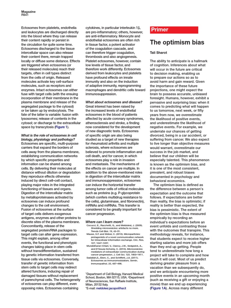 Optimism Bias | PDF | Optimism | Platelet