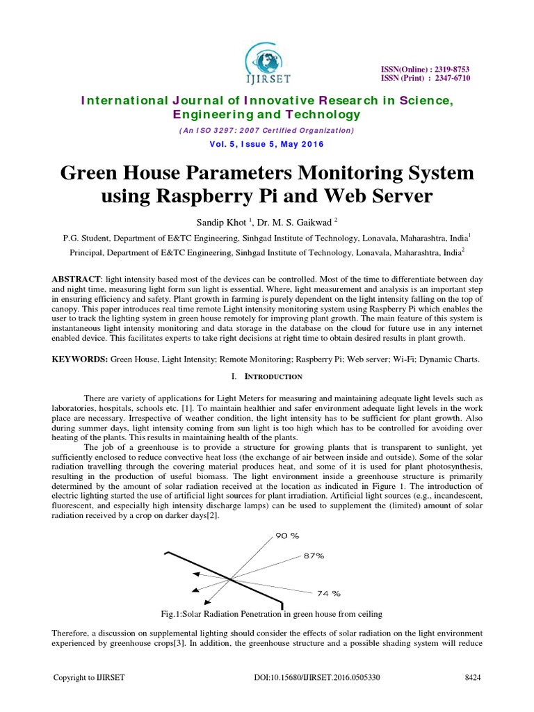 Green House Parameters Monitoring System Using Raspberry Pi and Web ...