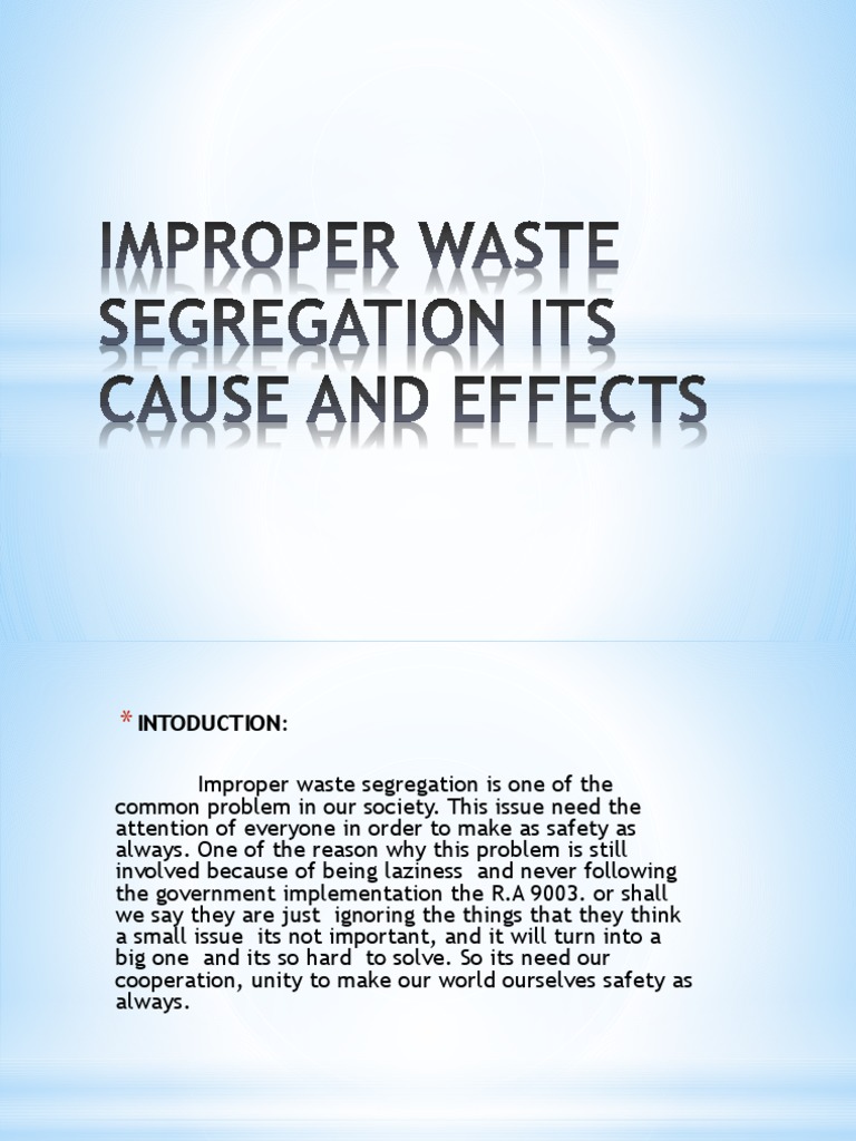 Improper Waste Segregation Its Cause and Effects | PDF | Self ...