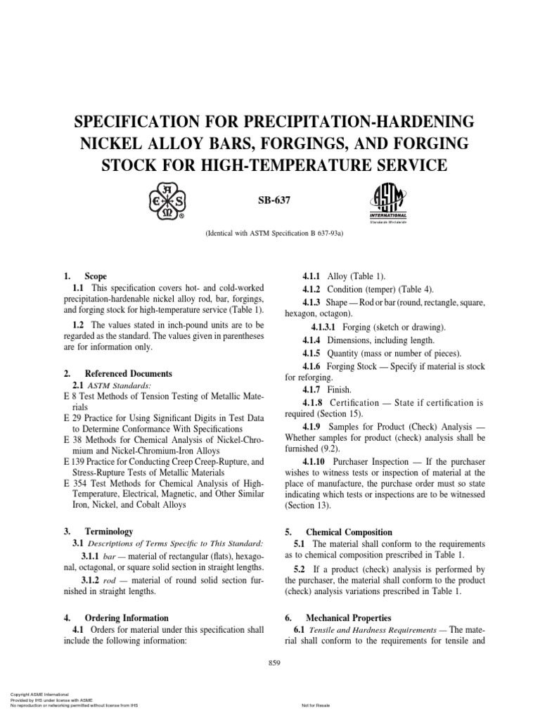 SB 637 (Asme) | PDF | Heat Treating | Forging