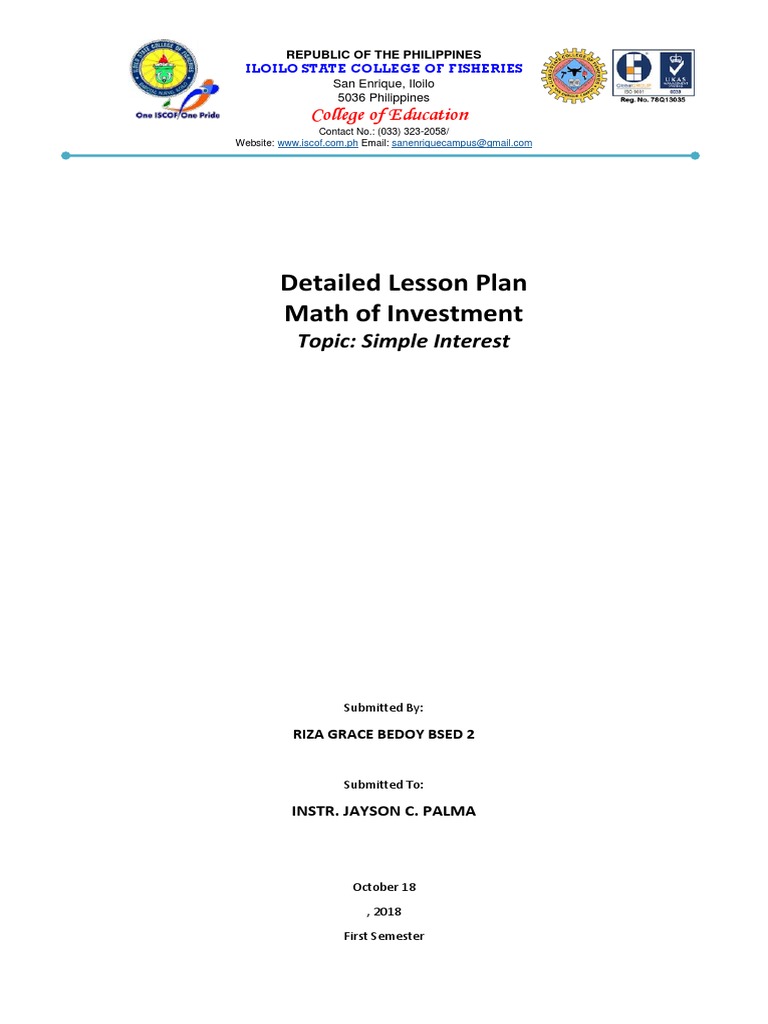 Detailed Lesson Plan: Simple Interest | PDF | Loans | Interest