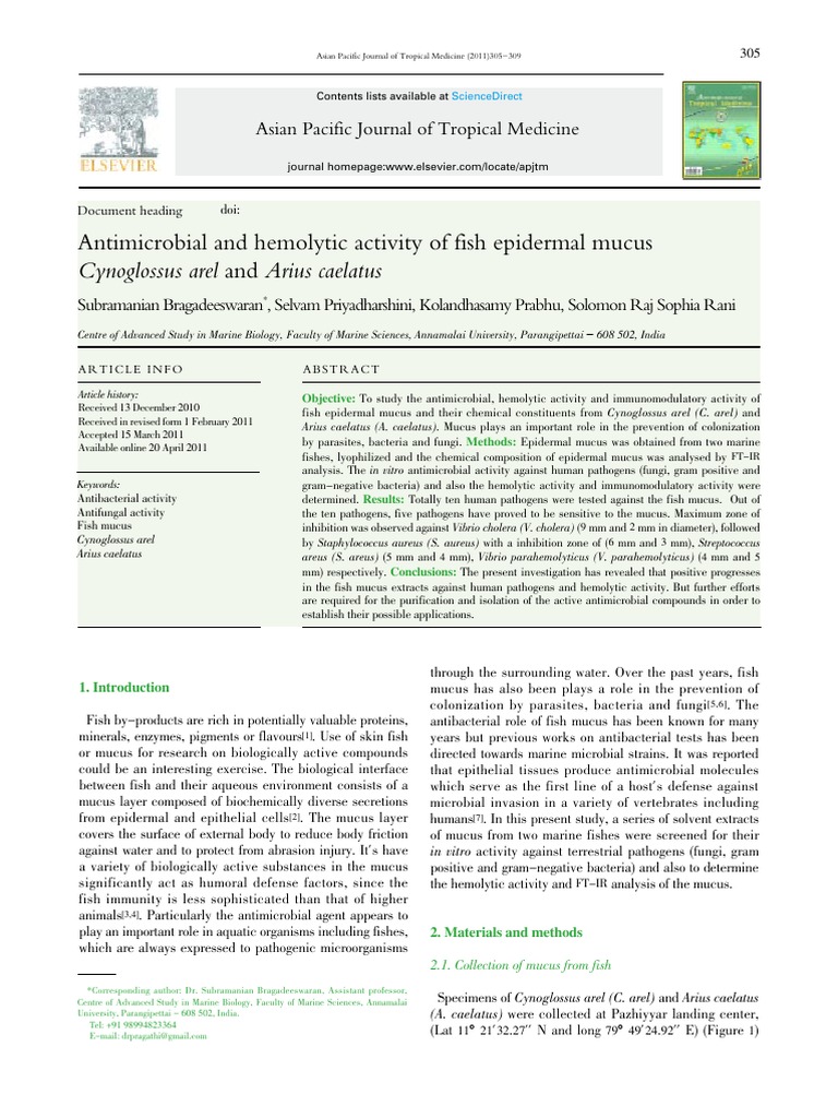 Fish Mucus Research | PDF | Antimicrobial | Granulocyte