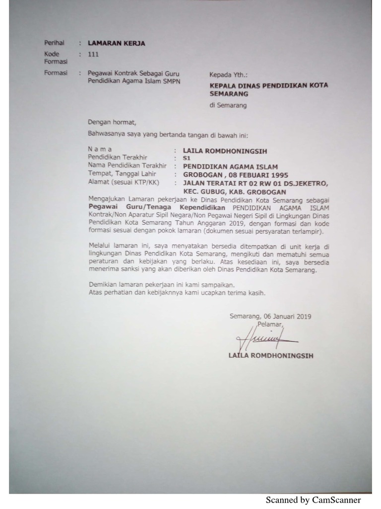 Lamaran KRJ | PDF