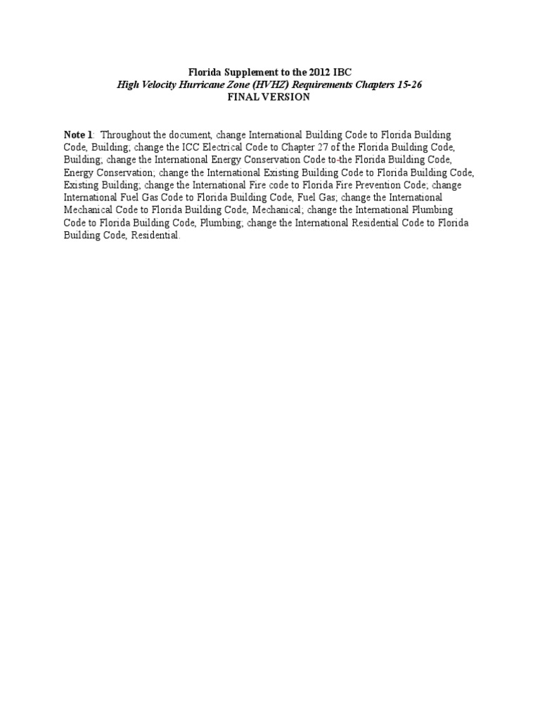 Florida HVHZ Building Code Amendments | PDF | Roof | Building Code