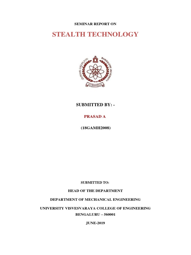 Stealth Technology: Seminar Report On | PDF | Behavior Modification | Science And Technology