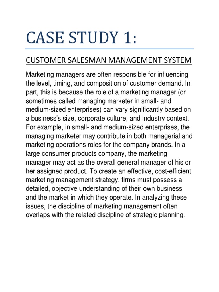 Case Study 1:: Customer Salesman Management System | PDF