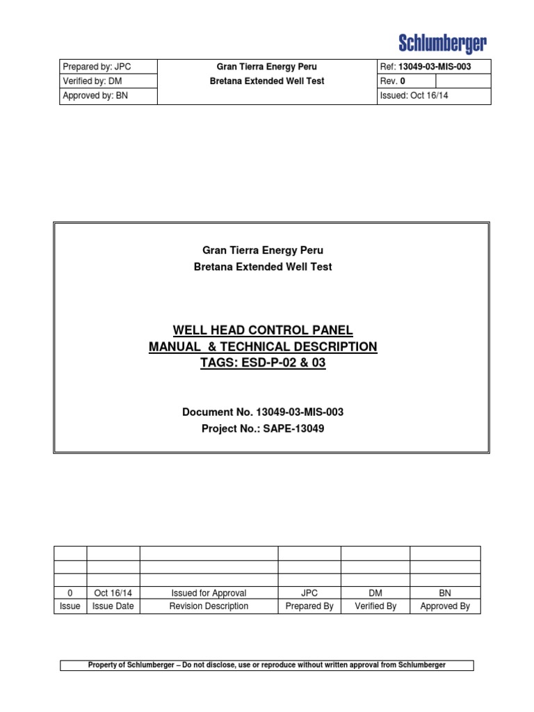 13049-03-MIS-003 - Well Head Control Panels | PDF | Valve | Electronics