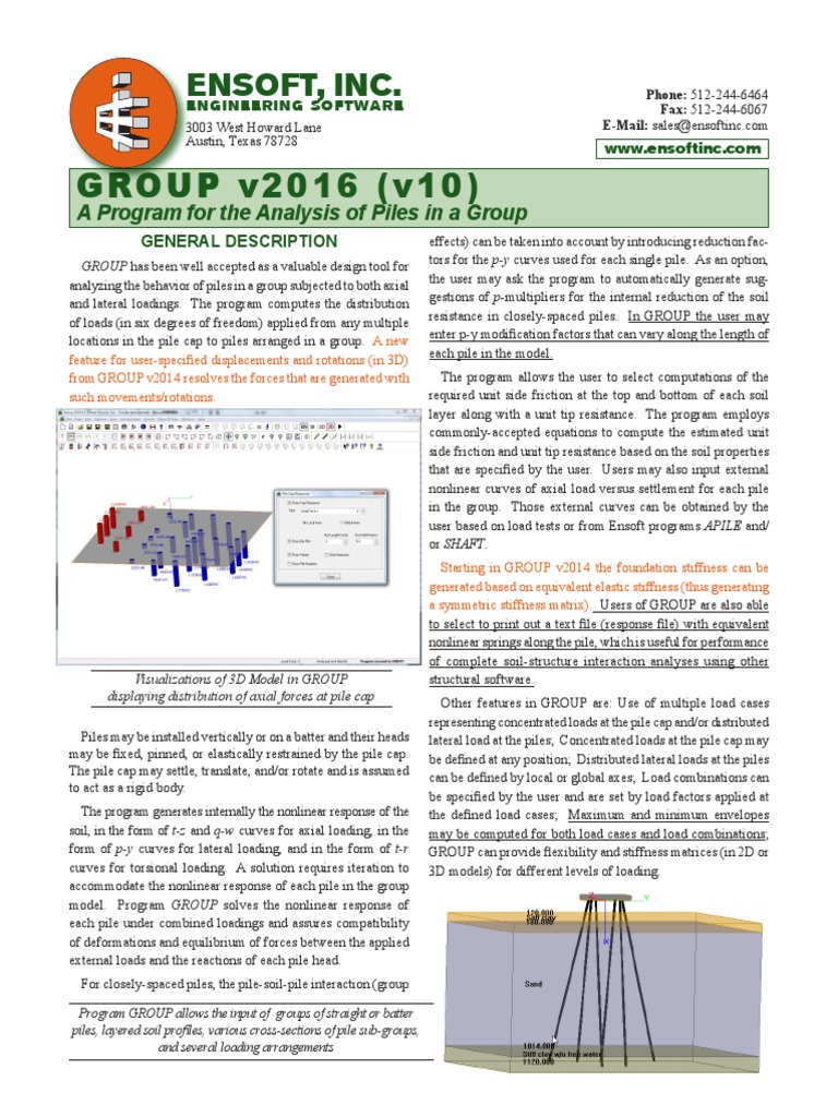Ensoft, Inc.: A Program For The Analysis of Piles in A Group | PDF ...