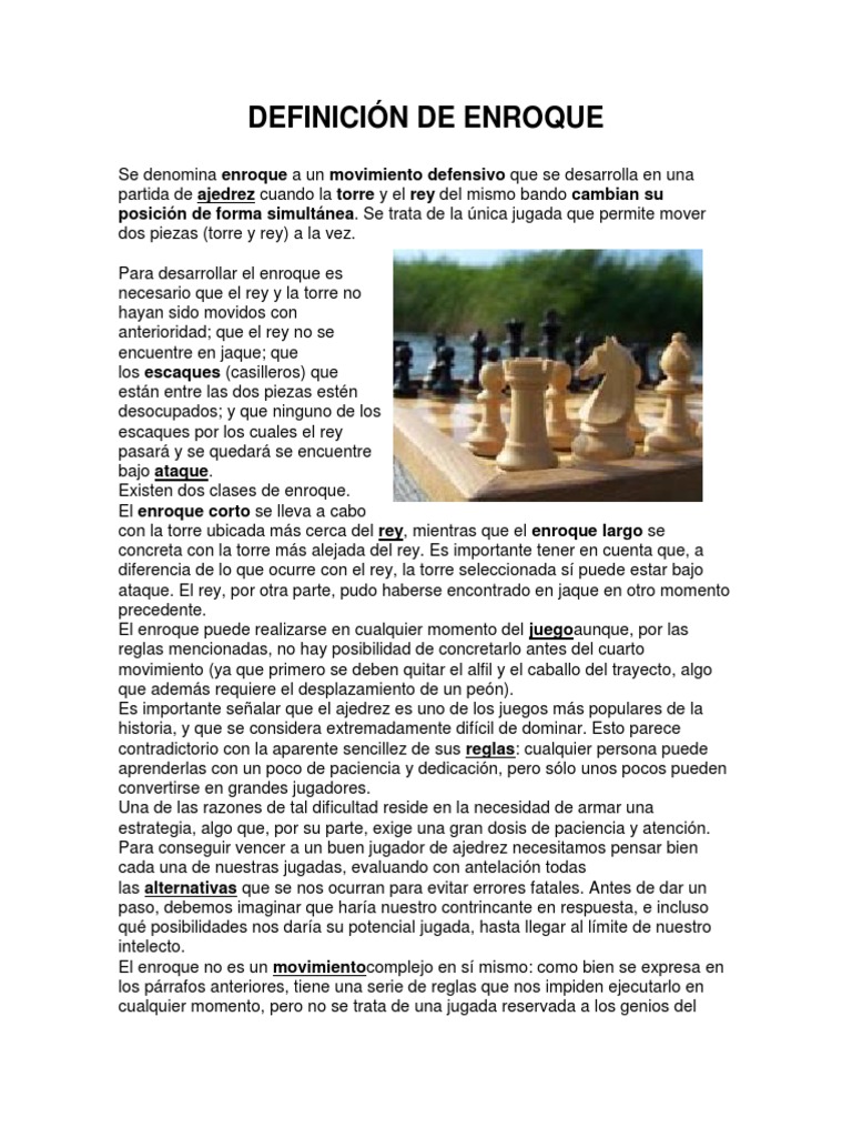 Definición de Enroque | PDF | Juegos de mesa | Ajedrez