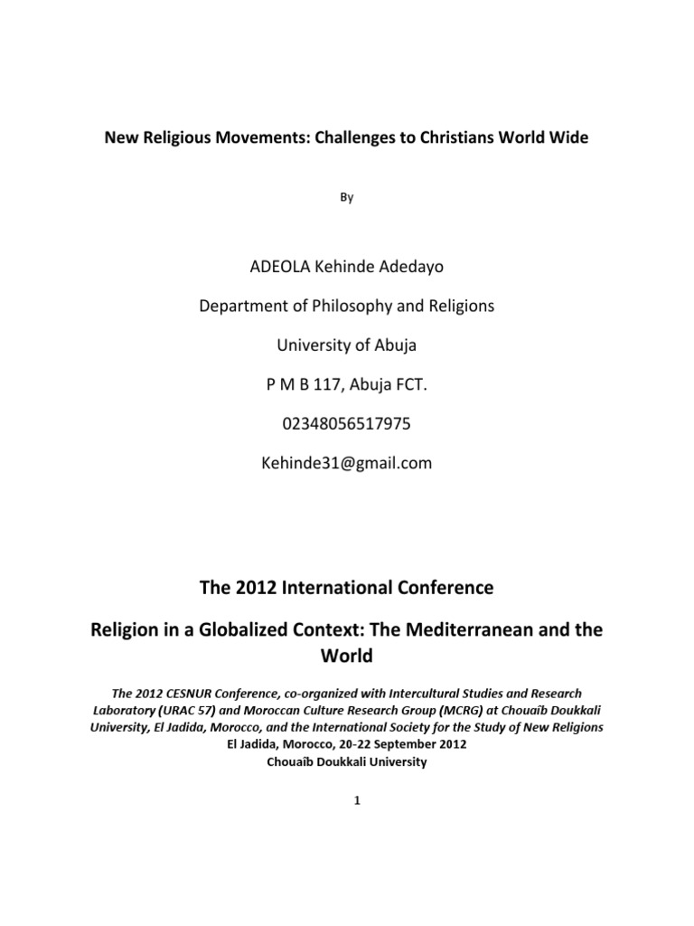 New Religious Movements: Challenge For The Christian World Wide | PDF ...