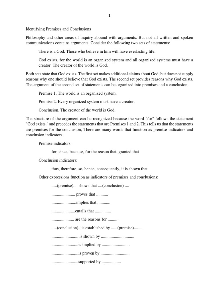 Identifying Premises and Conclusions | PDF | Argument | Logic