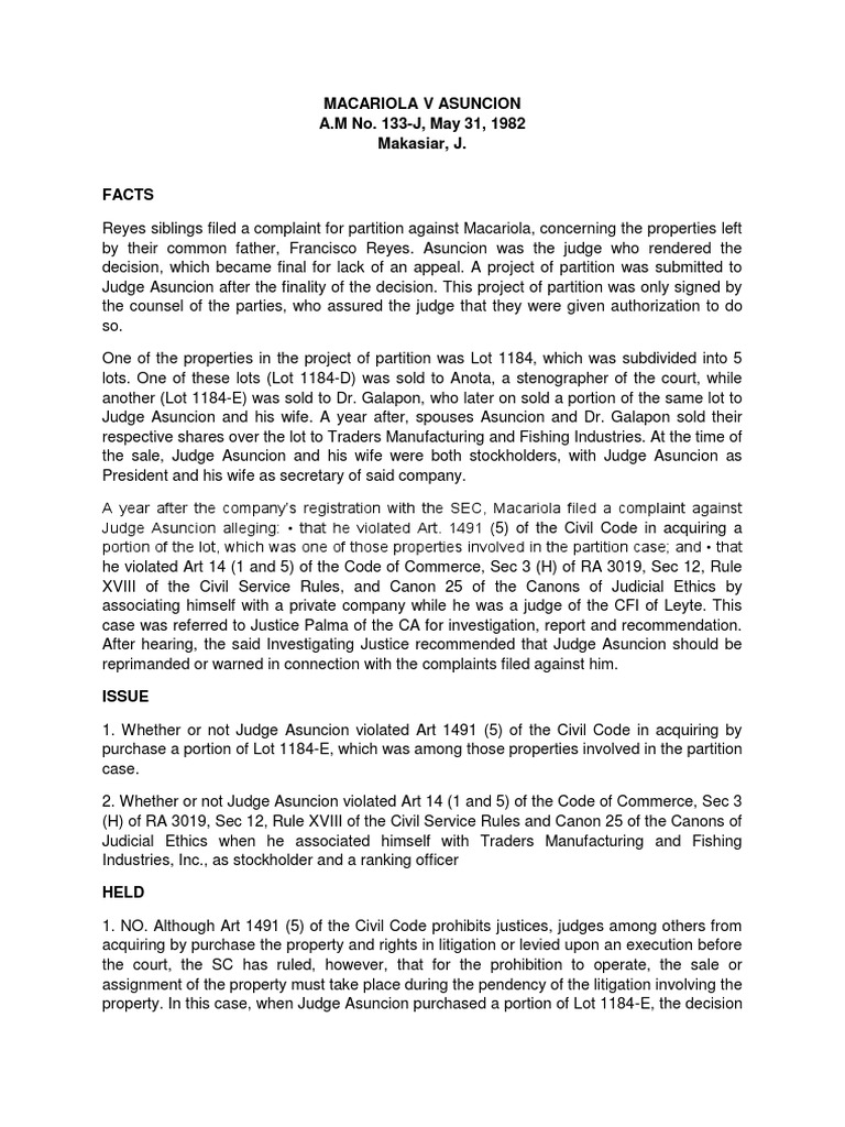 Macariola V Asuncion | PDF | Judiciaries | Judge