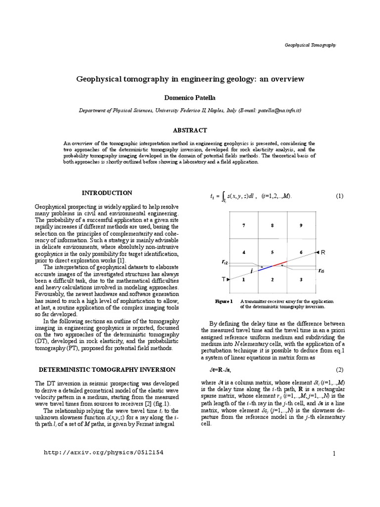 Geophysical Tomography in Engineering Geology PDF | PDF | Tomography ...
