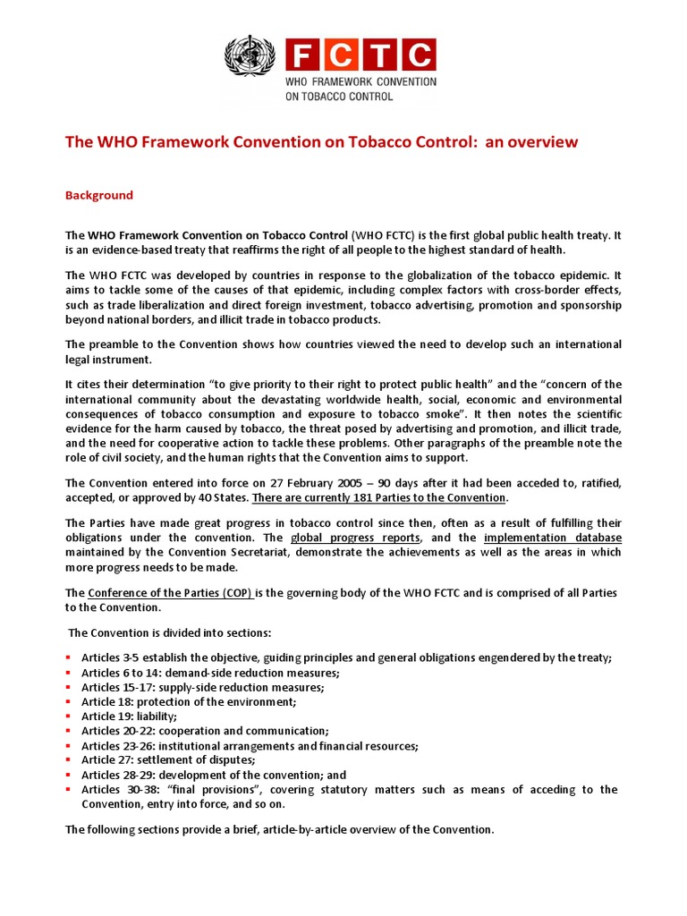 WHO FCTC Summary | PDF | Treaty | Government