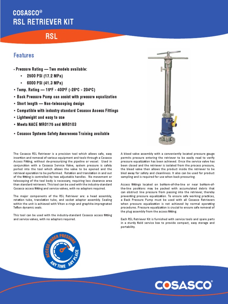 RSL Two-Inch System Retriever Kit | PDF | Pump | Valve