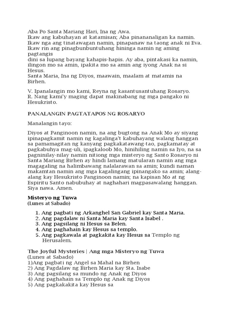 Dasal NG Rosaryo | PDF