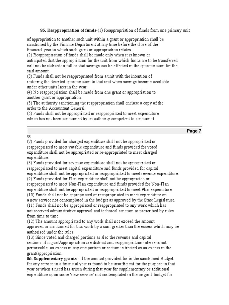 Reappropriation of Funds - (1) Reappropriation of Funds From One ...