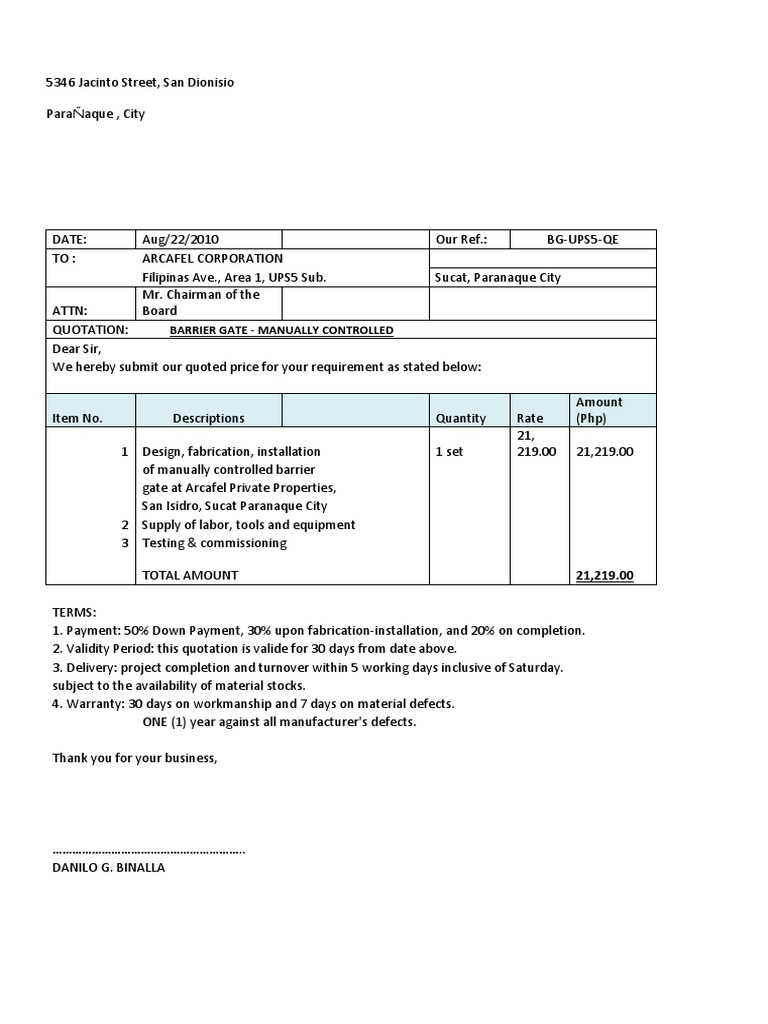 Barrier Gate - Quote | PDF