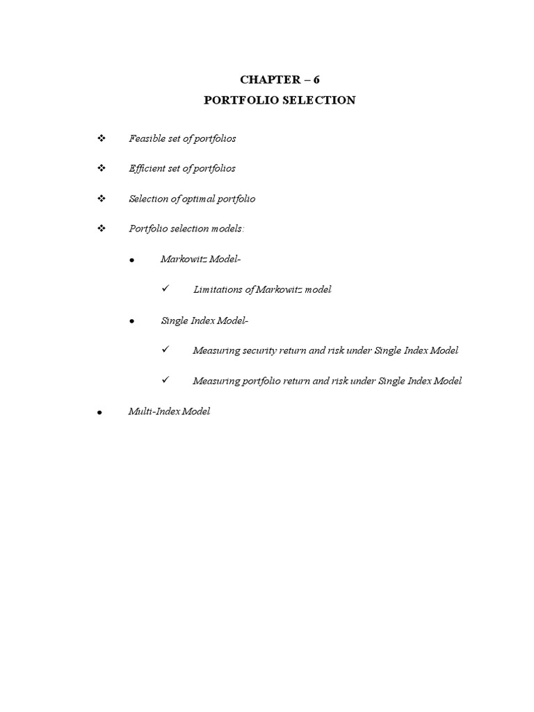 Portfolio Selection Markowitz Model | PDF | Beta (Finance) | Modern ...
