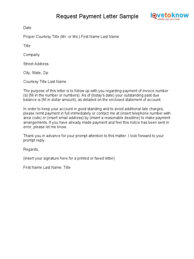 Payment Request Letter Template | PDF