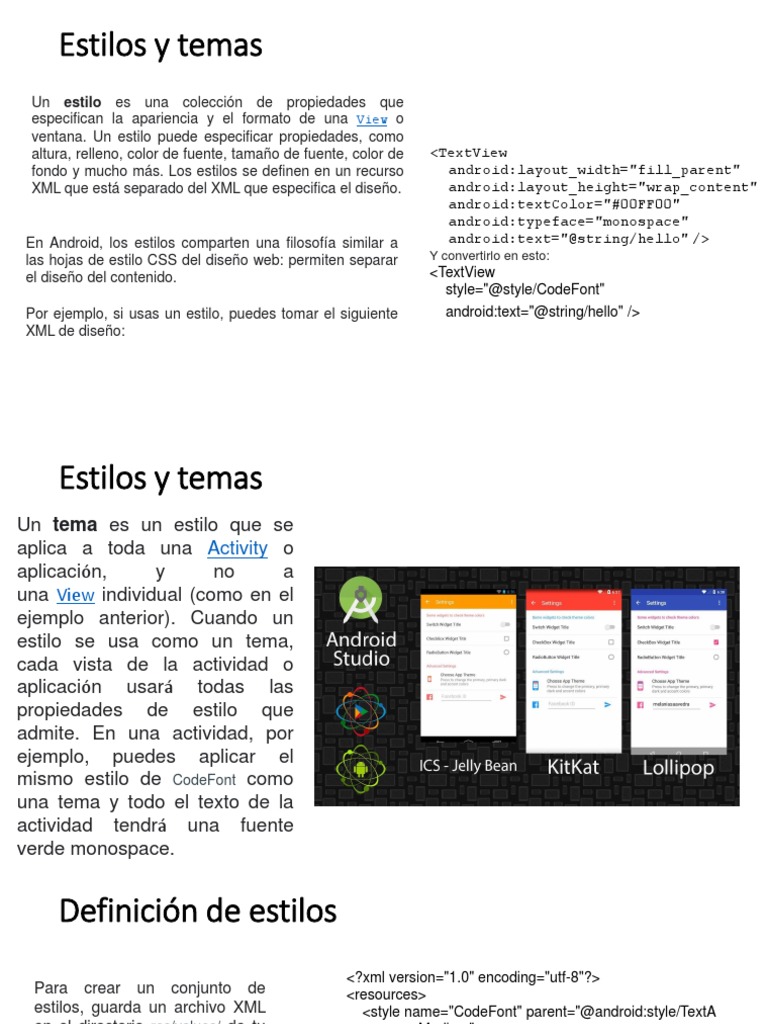 Temas y Estilo en Android Studio | PDF | Xml | Android (sistema operativo)
