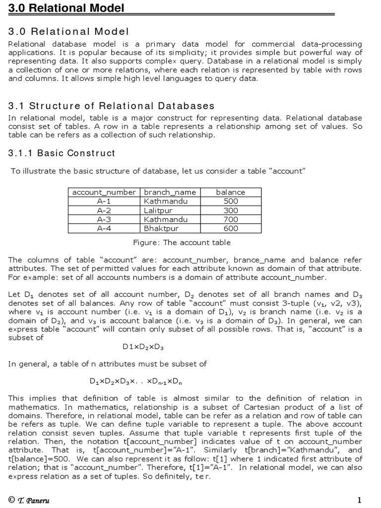 Relational Model | PDF | Relational Model | Relational Database
