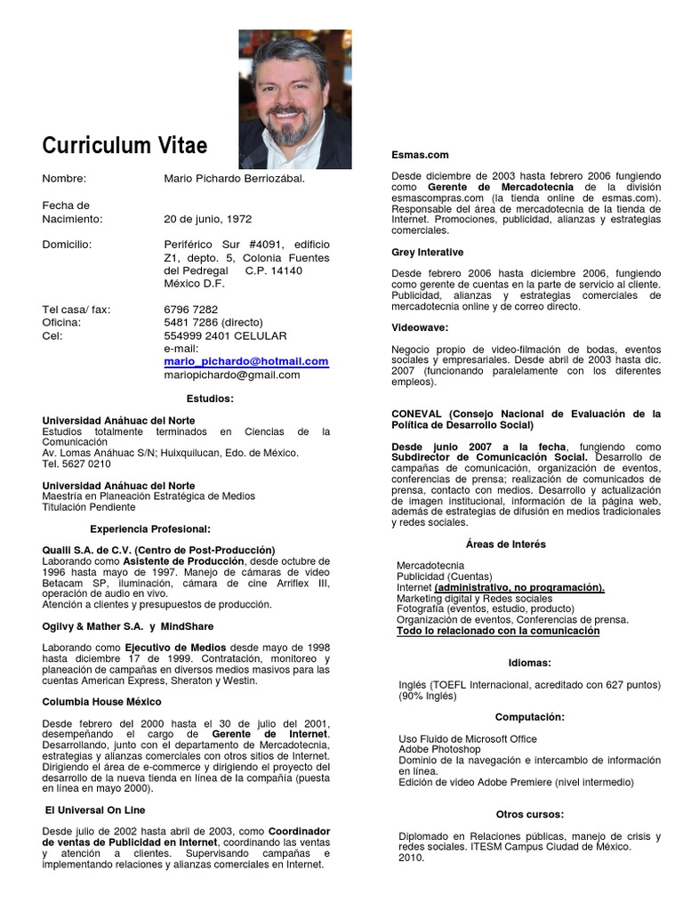 CV Mario Pichardo 2019 | Internet | Marketing