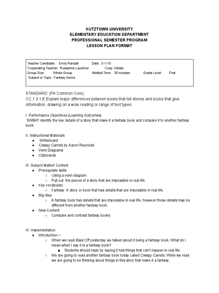 Ela Fantasy Lesson | PDF | Books | Education Theory