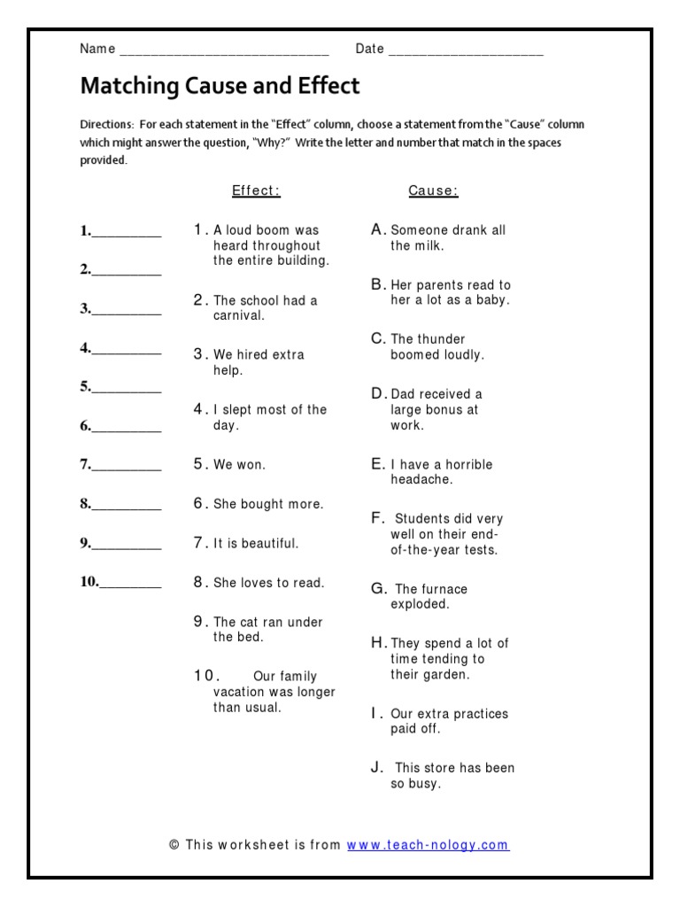 Cause and Effect Exercise | PDF Cause and Effect Exercise | PDF