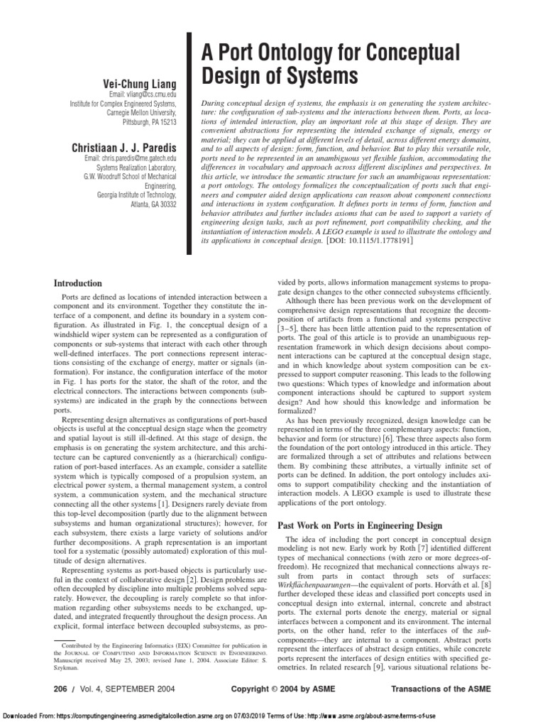 A Port Ontology For Conceptual Design of Systems: Vei-Chung Liang ...