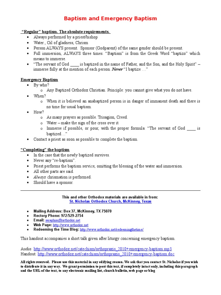 Orthopraxis - 2010+baptism and Emergency Baptism | PDF