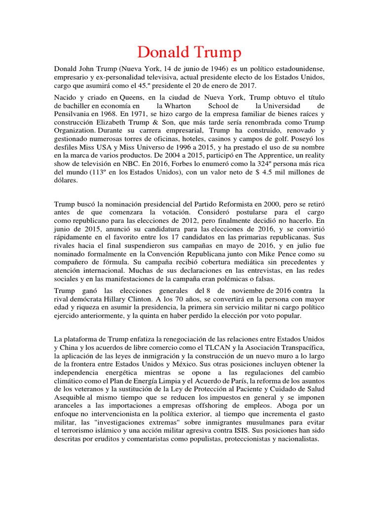 Donald Trump | PDF | Donald Trump | Gobierno americano