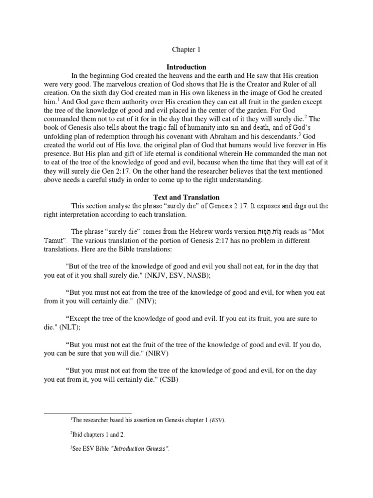 The Researcher Based His Assertion On Genesis Chapter 1 (ESV) - Ibid ...