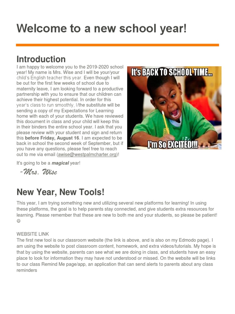 2019 Ela Class Syllabus - Wise | PDF | Classroom | Homework