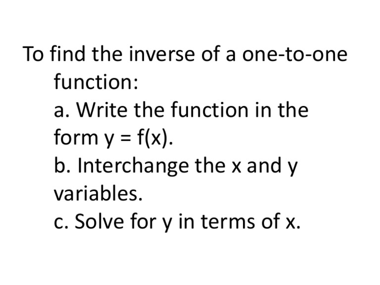 To Find The Inverse of A One-To-One Function | PDF