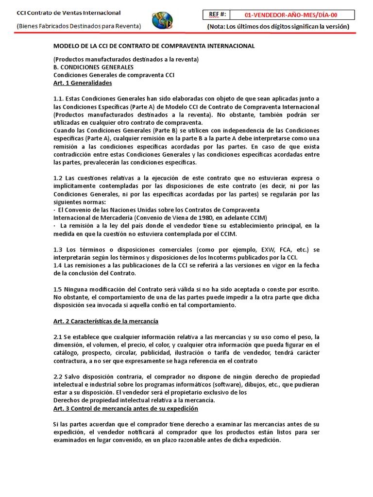 Modelo de La Cci de Contrato de Compraventa Internacional | PDF | Carta de crédito | Bancos