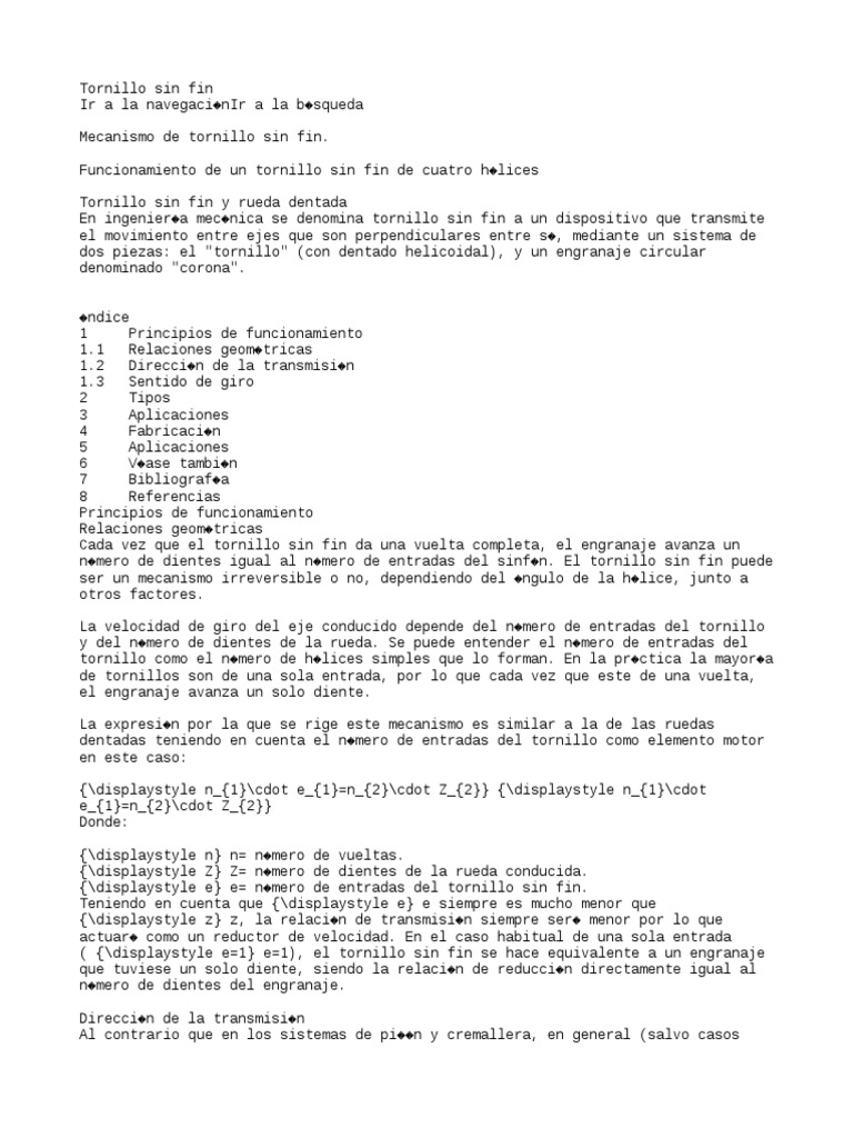 Rosca Sin Fin | PDF | Engranaje | Máquinas