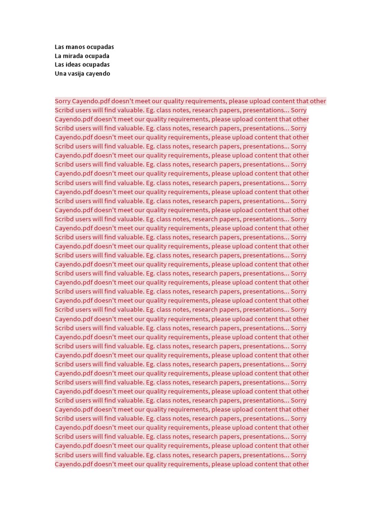 Las Manos Ocupadas La Mirada Ocupada Las Ideas Ocupadas Una Vasija Cayendo | PDF | Scribd ...