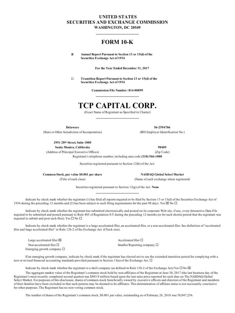 TCP Capital Corp. Annual Report | PDF | Securities (Finance) | Income ...