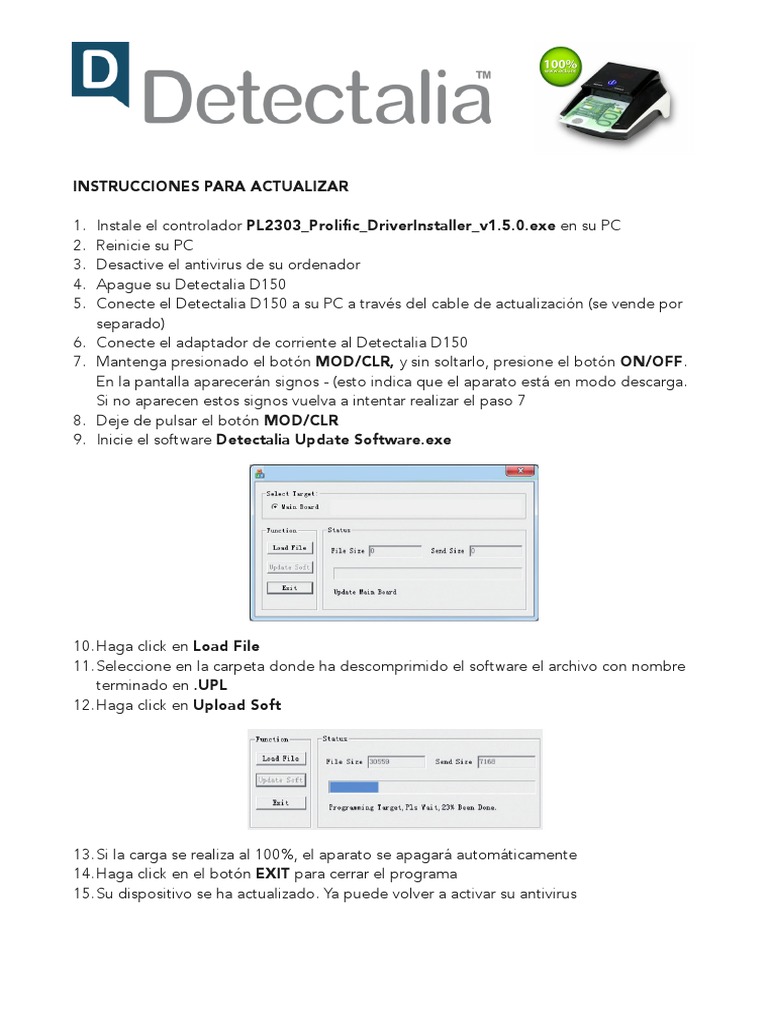 Manual Actualización LD550 Detectalia D150 PDF | PDF | Informática ...