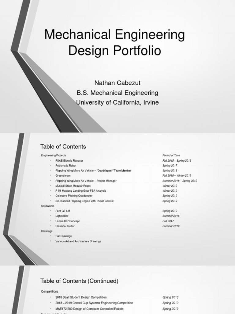 Mechanical Engineering Design Portfolio | PDF | Helicopter | Quadcopter