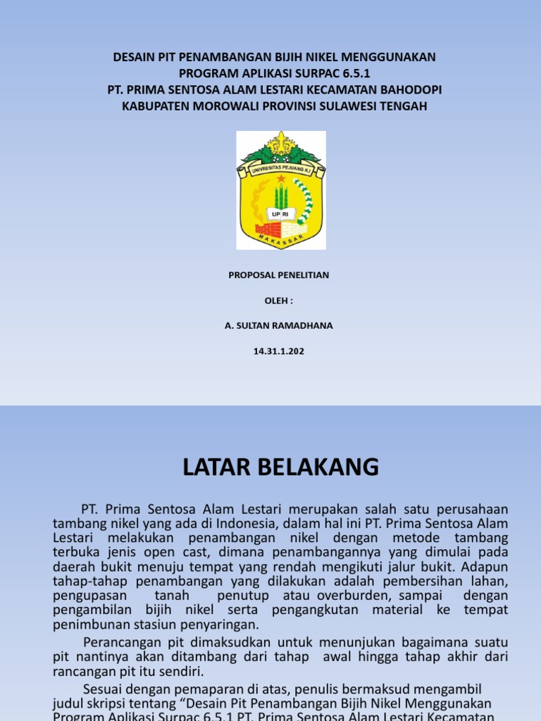 Desain Pit Tambang Nikel Surpac 6.5.1 | PDF