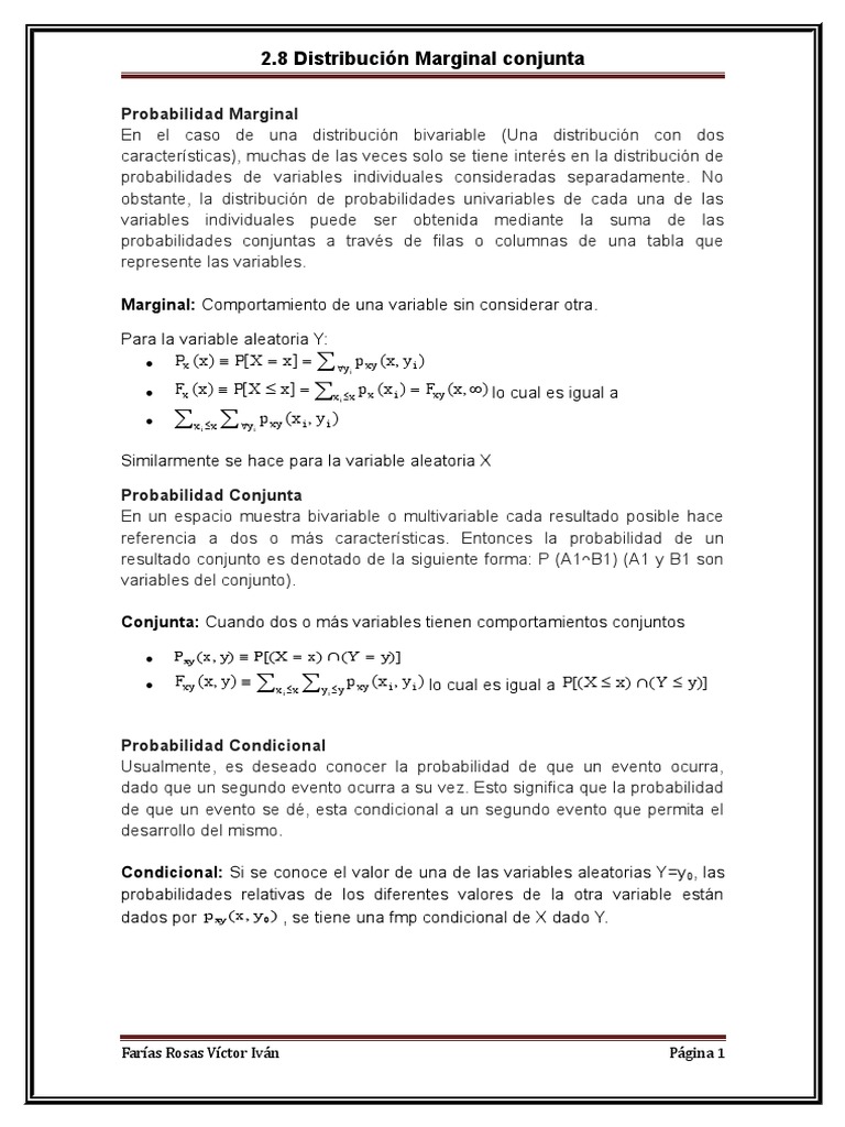 Probabilidad Marginal | PDF | Distribución de probabilidad | Variable ...