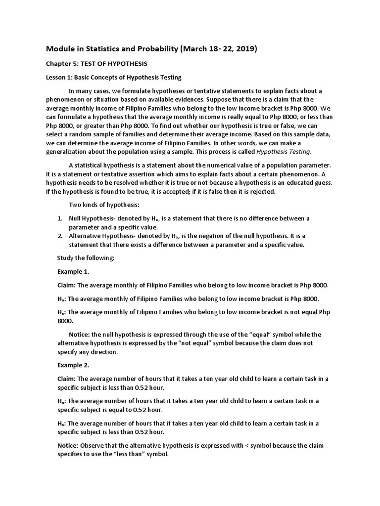 Module in Statistics and Probability | Download Free PDF | Statistical ...
