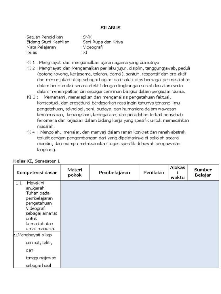 Silabus Videografi | PDF