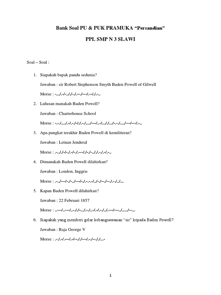 Bank Soal PU & PUK 2 | PDF