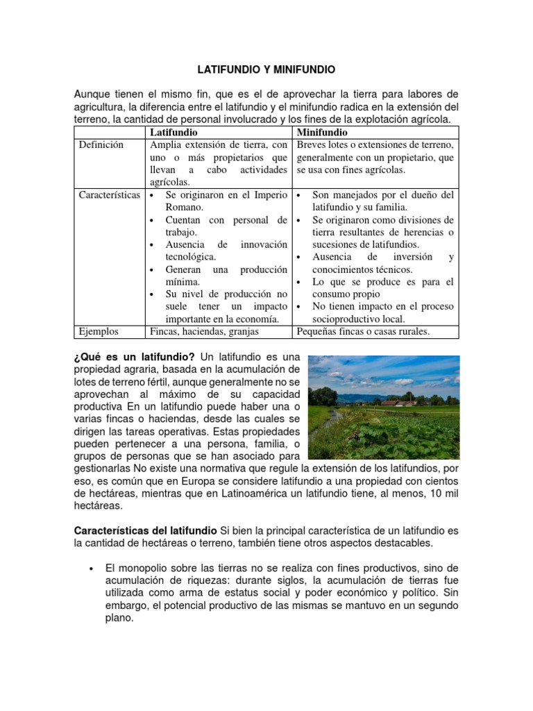 Latifundio y Minifundio | PDF | Minifundio | Agricultura