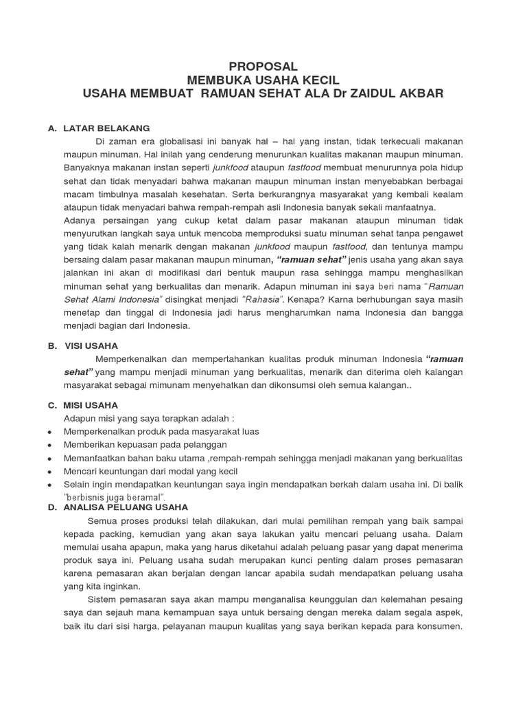 Contoh Proposal Sederhana | PDF